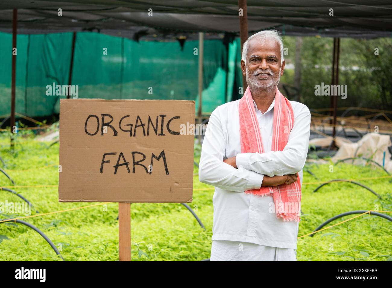 Concept showing of farmer in support of using Organic farming - Farmer ...