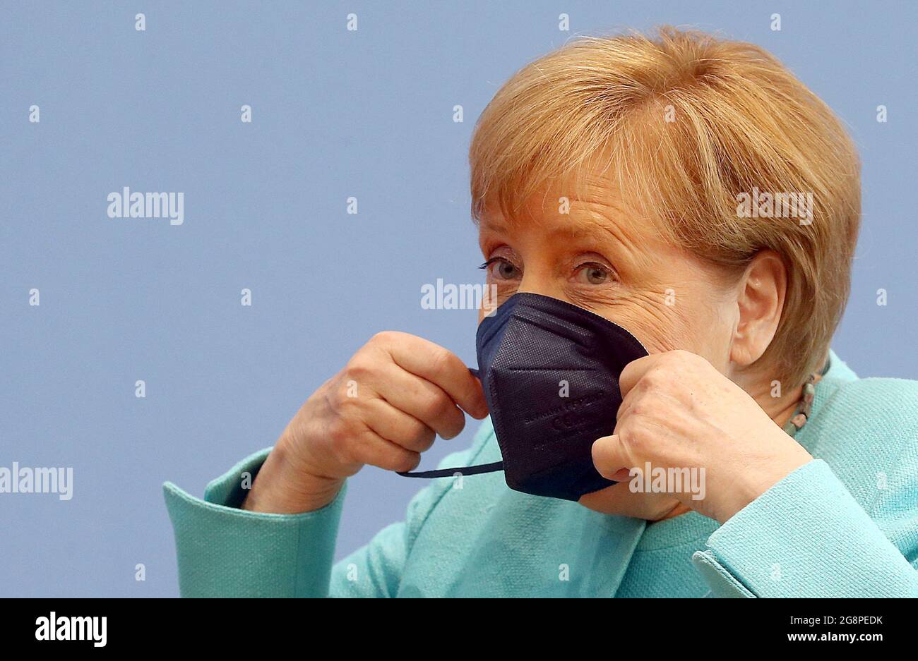 Berlin, Germany. 22nd July, 2021. German Chancellor Angela Merkel (CDU ...