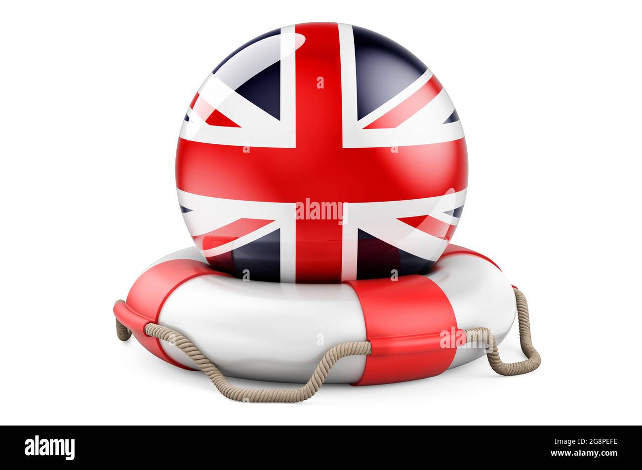 Lifebelt with British flag. Safe, help and protect of the Great Britain ...