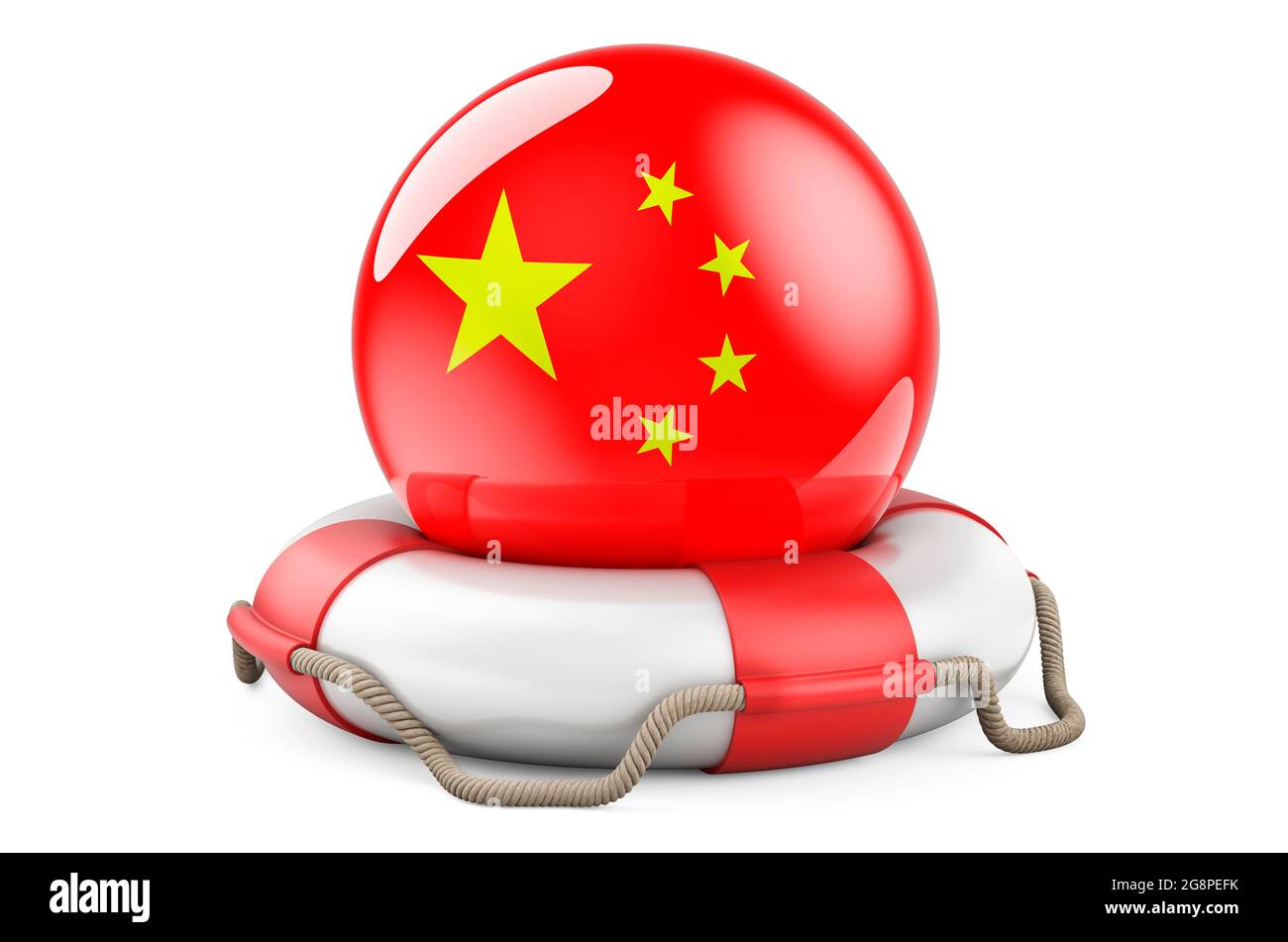Lifebelt with Chinese flag. Safe, help and protect of China concept. 3D ...