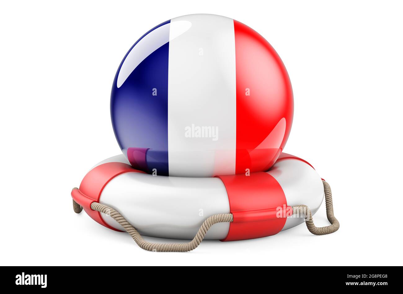Lifebelt with French flag. Safe, help and protect of France concept. 3D ...