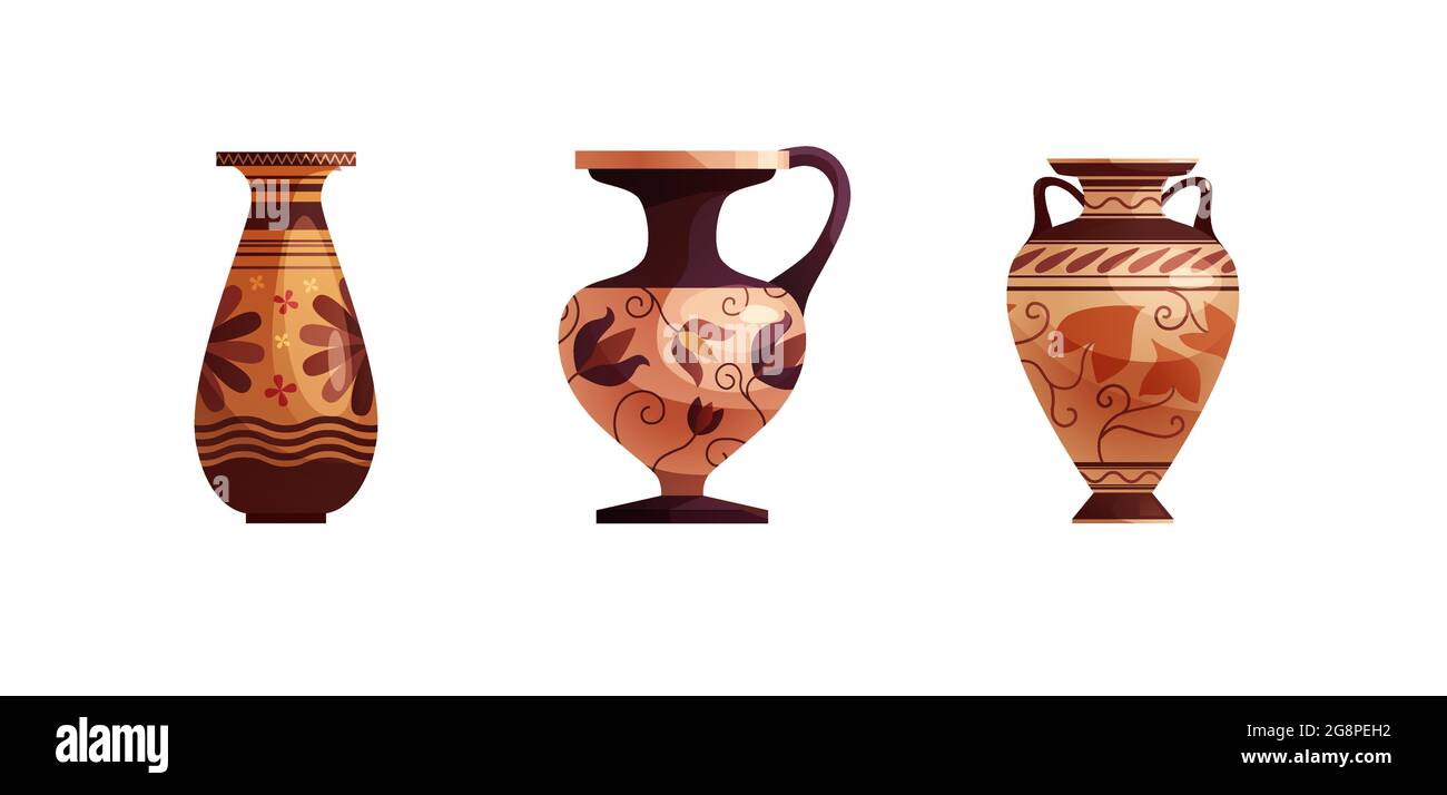 Antique Greek vase with decoration. Ancient traditional clay jar or pot ...