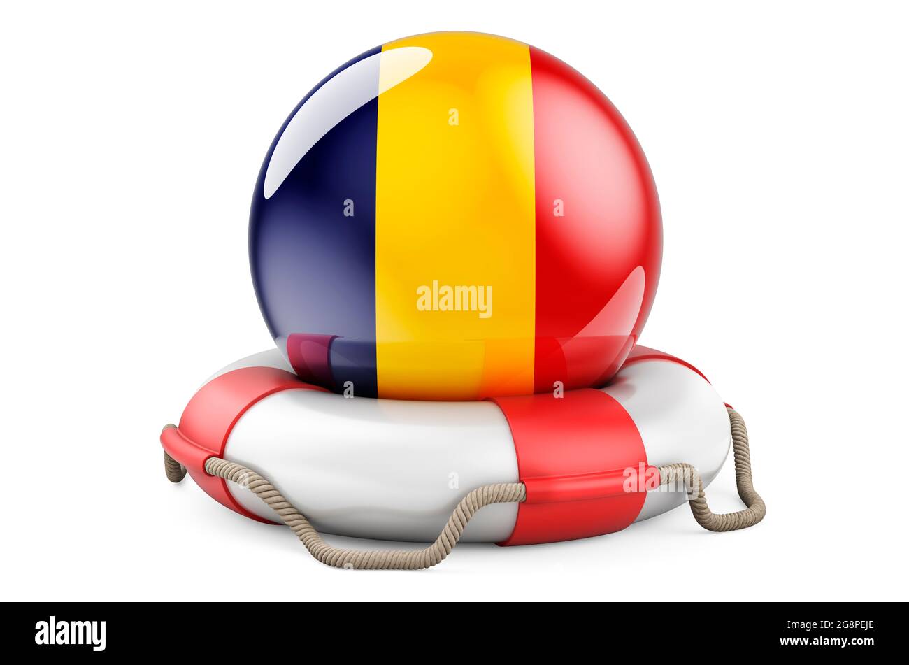 Lifebelt with Romanian flag. Safe, help and protect of Romania concept ...