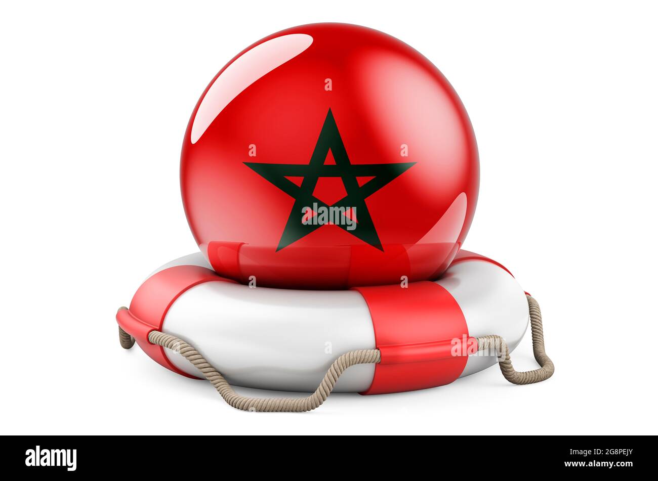 Lifebelt with Moroccan flag. Safe, help and protect of Morocco concept ...