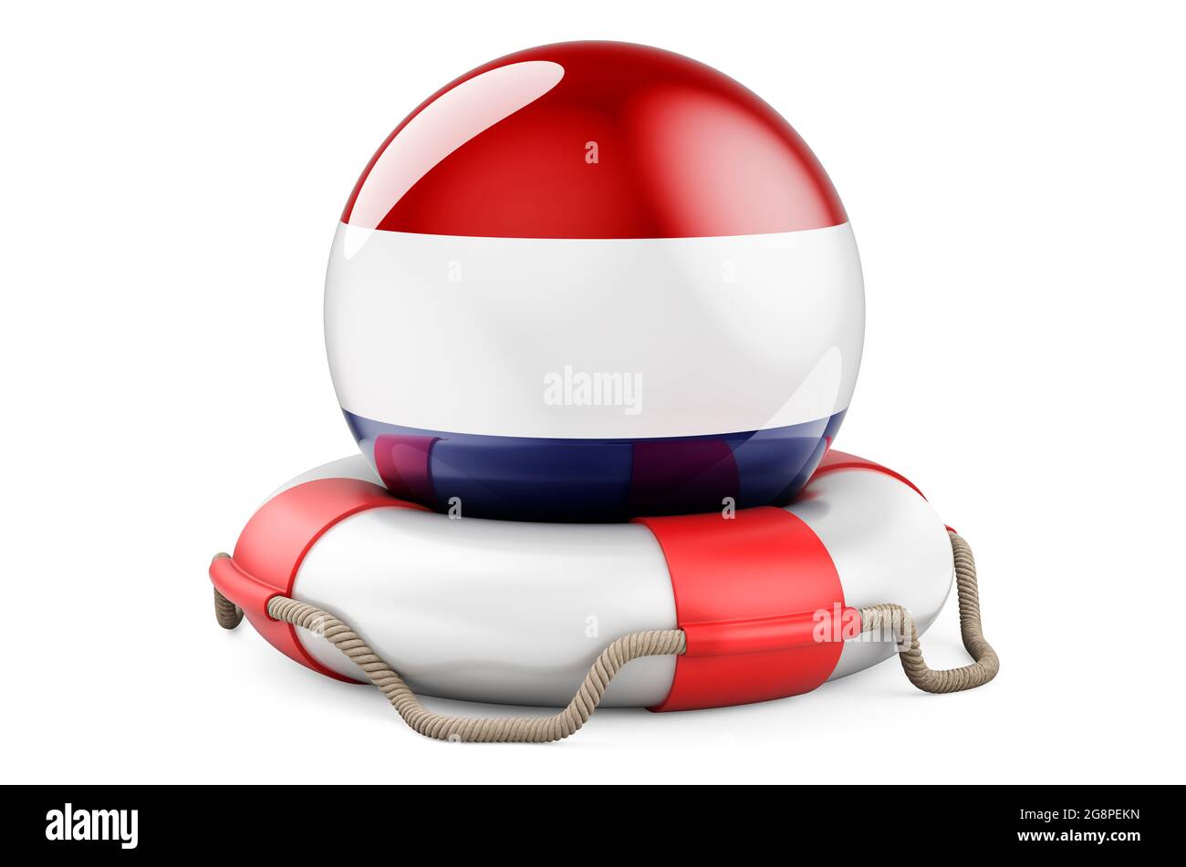 Lifebelt with The Netherlands flag. Safe, help and protect of the ...