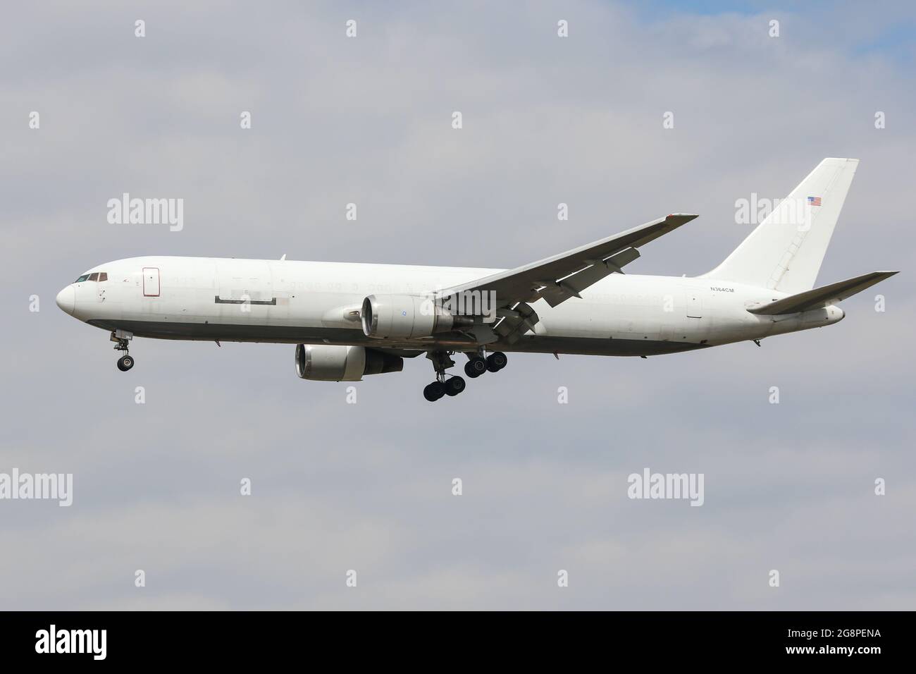 A Boeing 767 Freighter flying for ABX Air arrives at London Heathrow ...