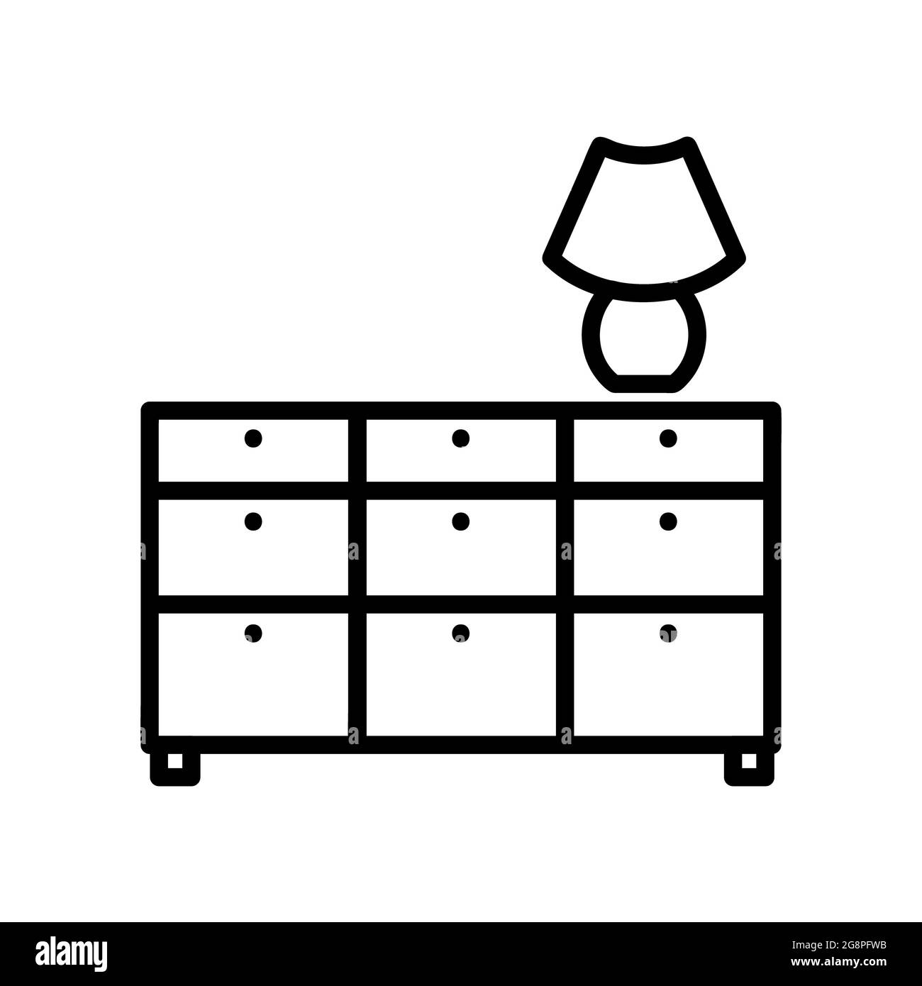 Cupboard and lamp flat icon. Cabinet pictogram for web. Line stroke ...
