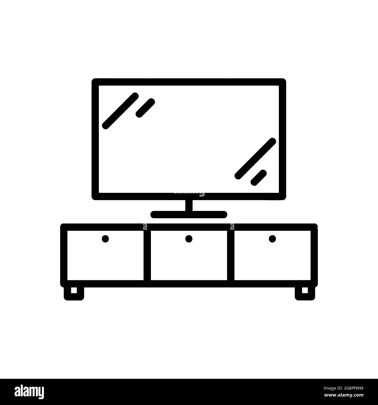 Cupboard and tv flat icon. Cabinet pictogram for web. Line stroke ...