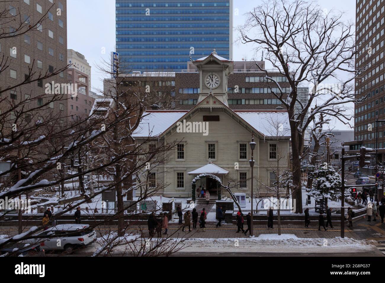 Sapporo, Japan-December 26,2017:Sapporo Clock Tower is a symbol of ...