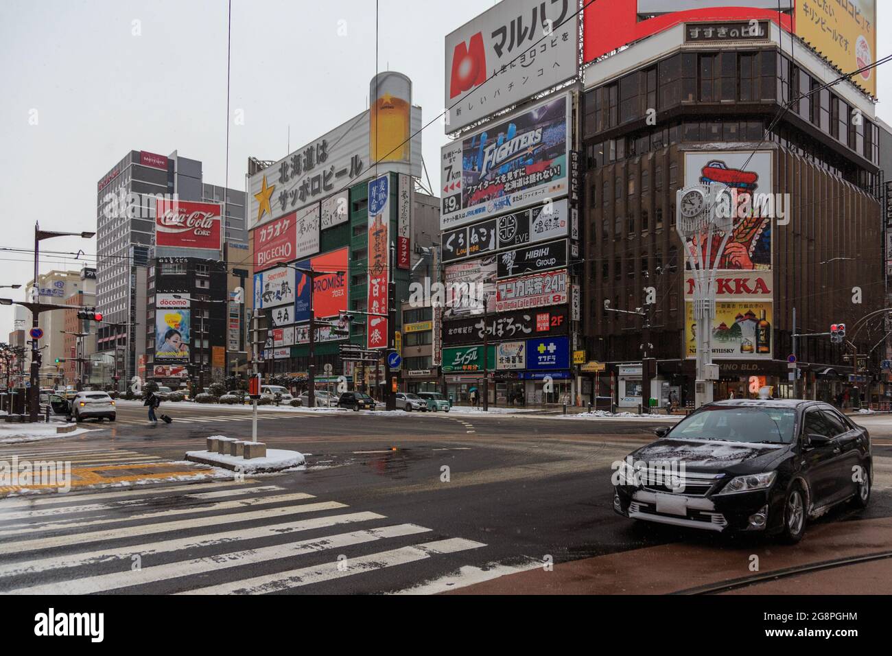 Sapporo, Japan-December 26,2017: Street view image of Sapporo city ...