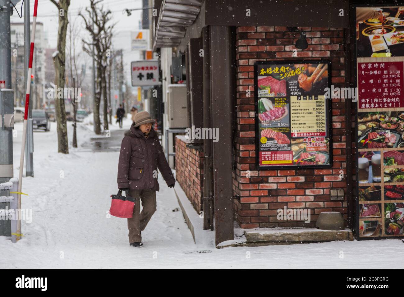 Sapporo, Japan - December 25, 2017: Unidentified pedestrians walk in ...