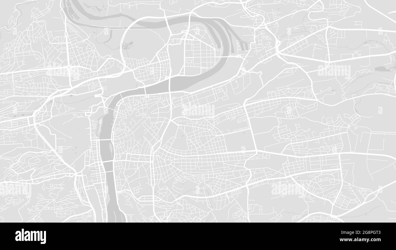 White and light grey Prague City area vector background map, streets ...