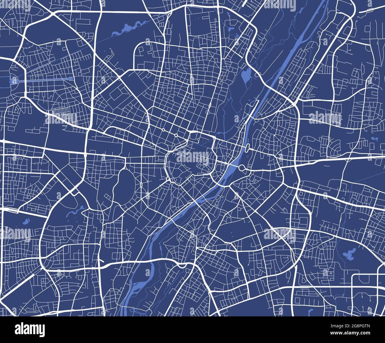 Detailed map poster of Munich city administrative area. Cityscape panorama. Decorative graphic ...