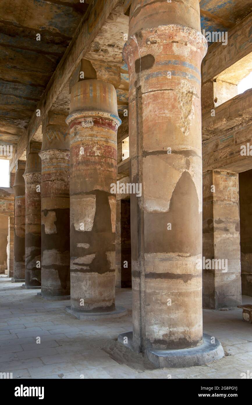 A row of painted tent pole columns within the Festival Temple of ...