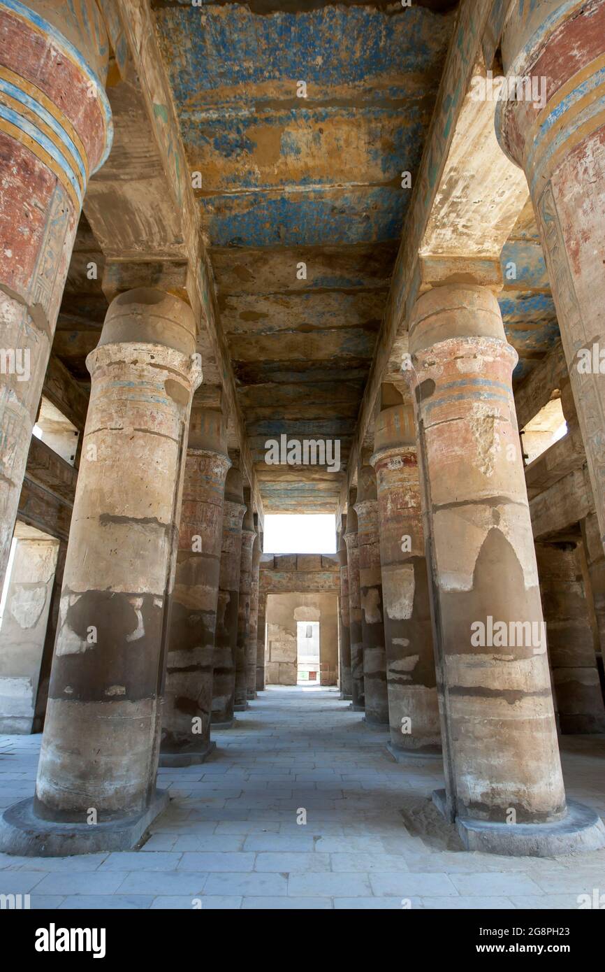 A row of tent pole columns within the Festival Temple of Thutmose III ...