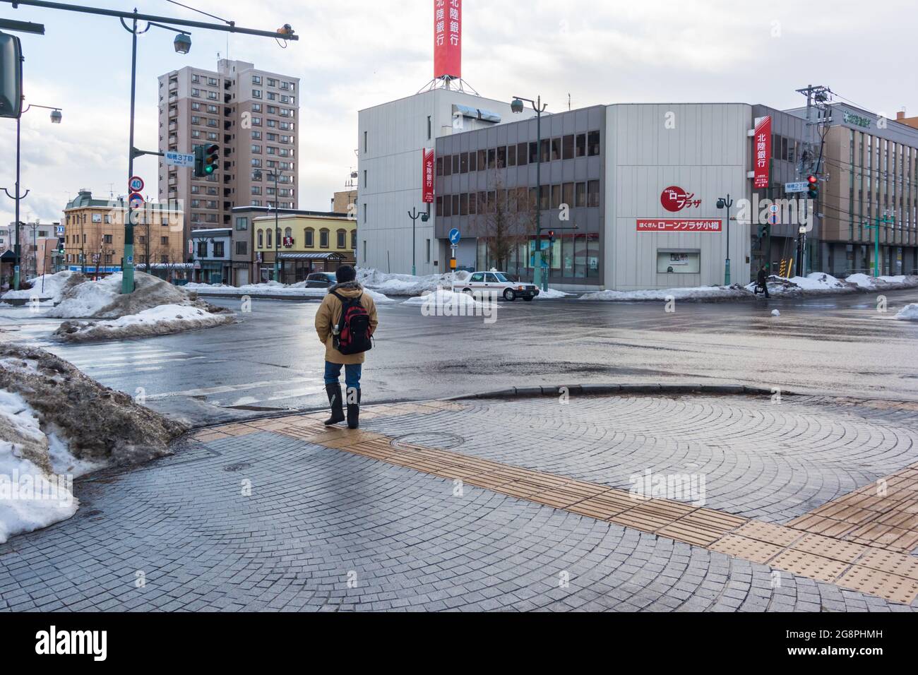 Otaru, Japan - December 25, 2017: Unidentified pedestrians walk in ...