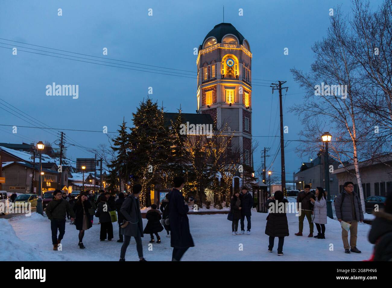 Otaru, Hokkaido, Japan - December 24, 2017: Tourists are walking and ...
