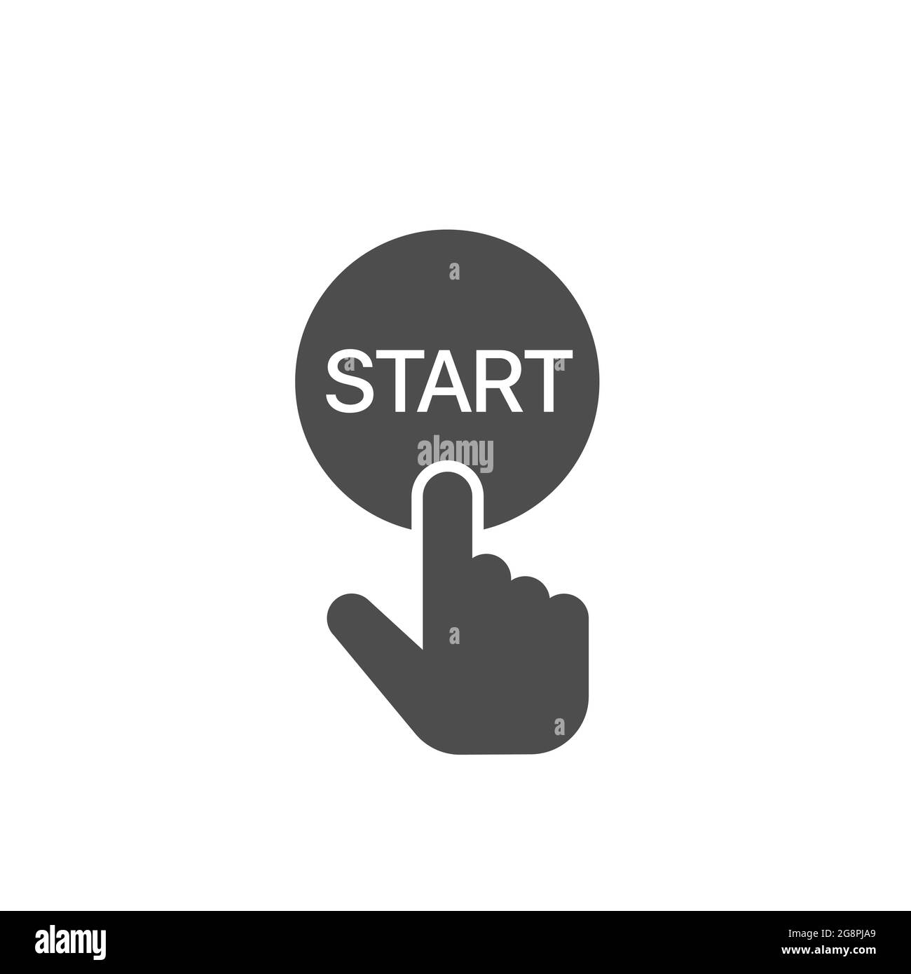 Start button click glyph icon. Launch. Hand pushing button. Silhouette ... Start button click glyph icon. Launch. Hand pushing button. Silhouette ...