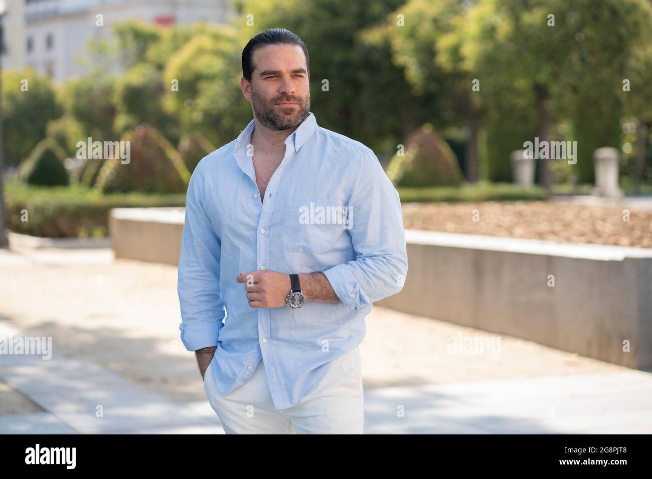 Venezuelan actor, Alejandro Nones poses for photos during his visit for ...