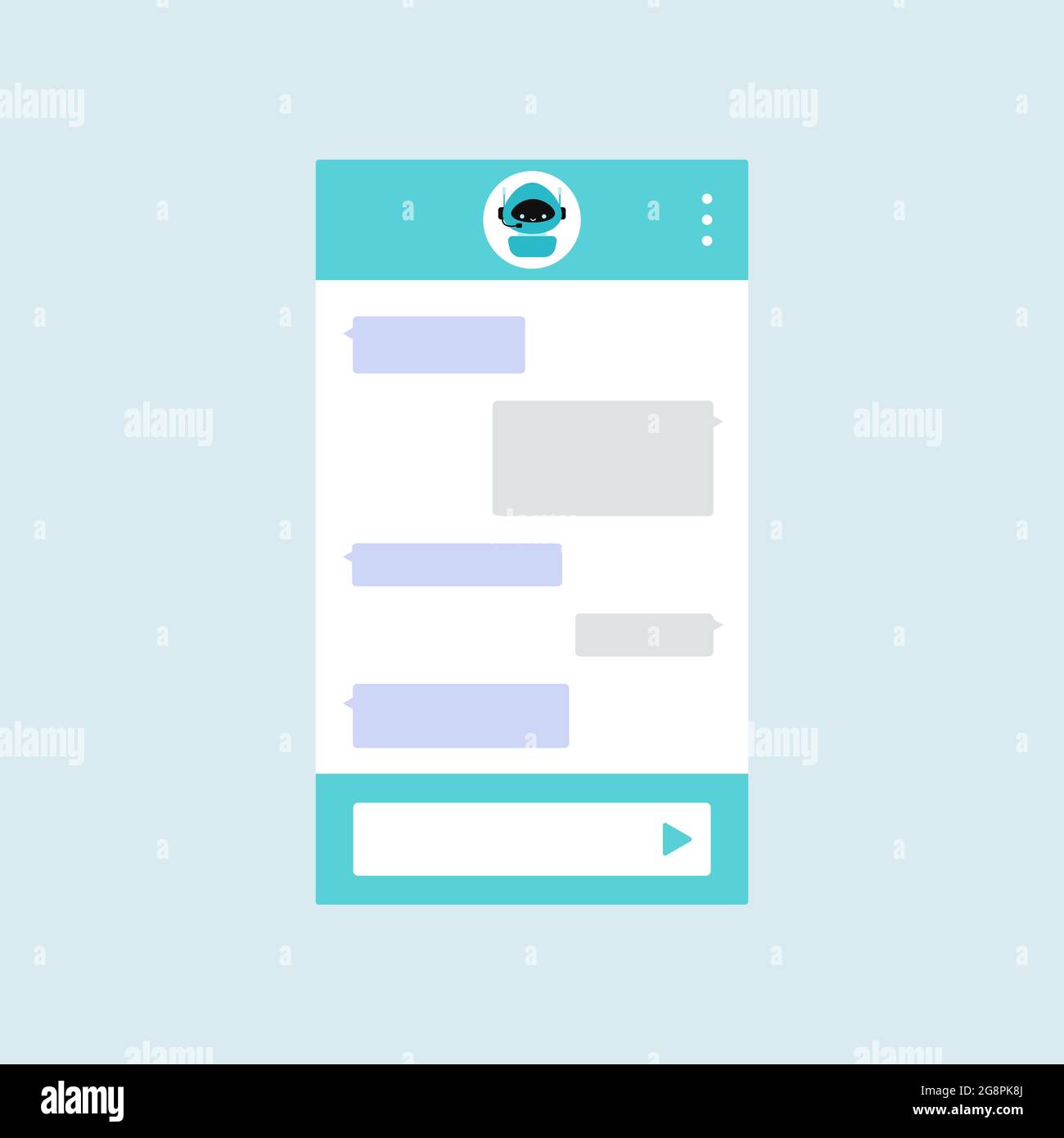 Chat bot dialoge window with cute ai robot on bar Stock Vector Image ...