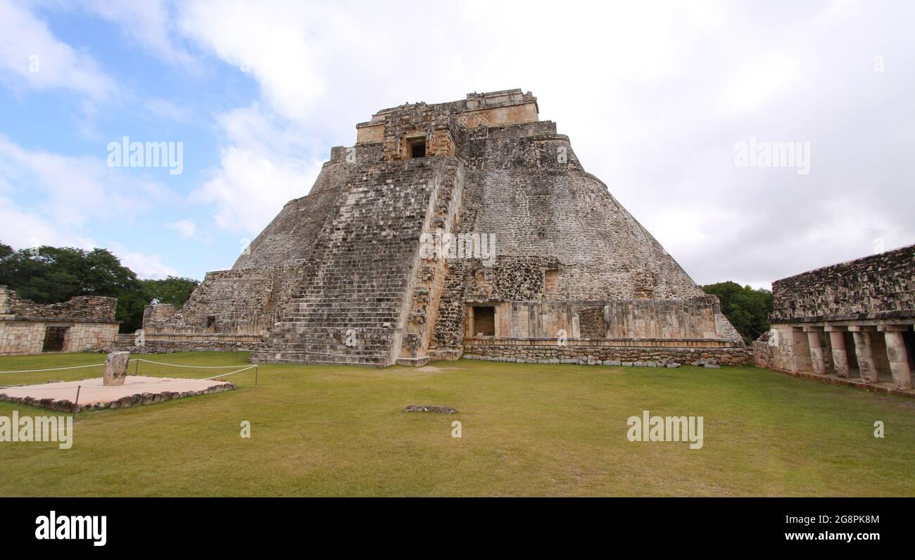 UXMAL, YUCATAN, MEXICO, DECEMBER 12, 2011 : ruins of Maya temple in ...