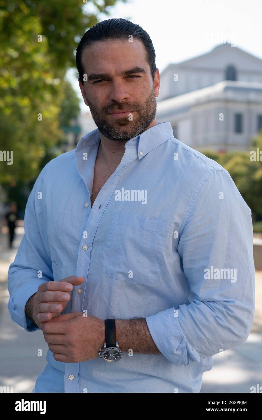 Madrid, Spain. 22nd July, 2021. Venezuelan actor, Alejandro Nones poses ...