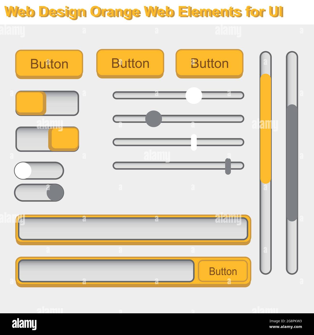 Flat UI web design elements set - icons, buttons, progress bars. Vector ...