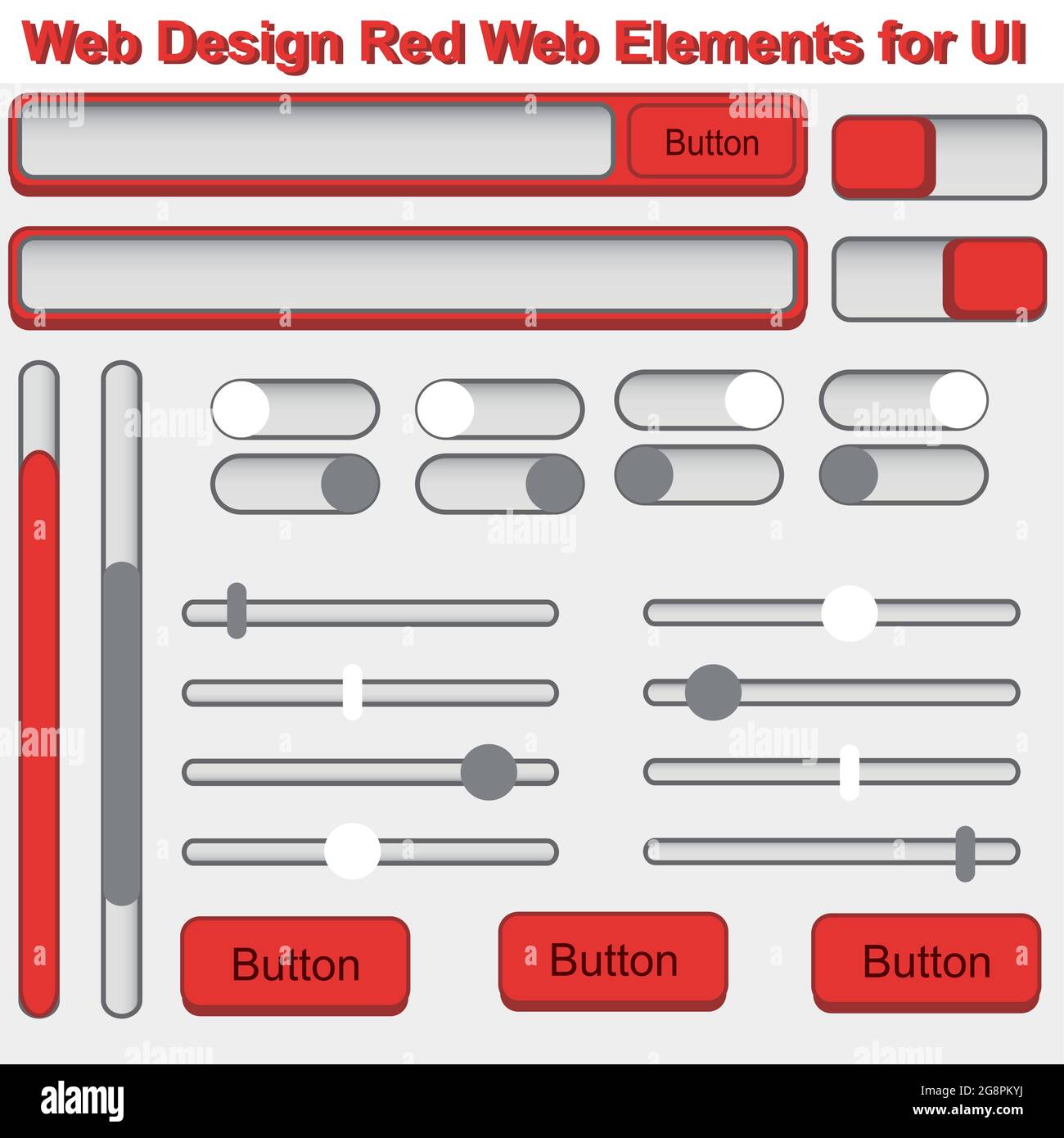 Flat UI web design elements set - icons, buttons, progress bars. Vector ...