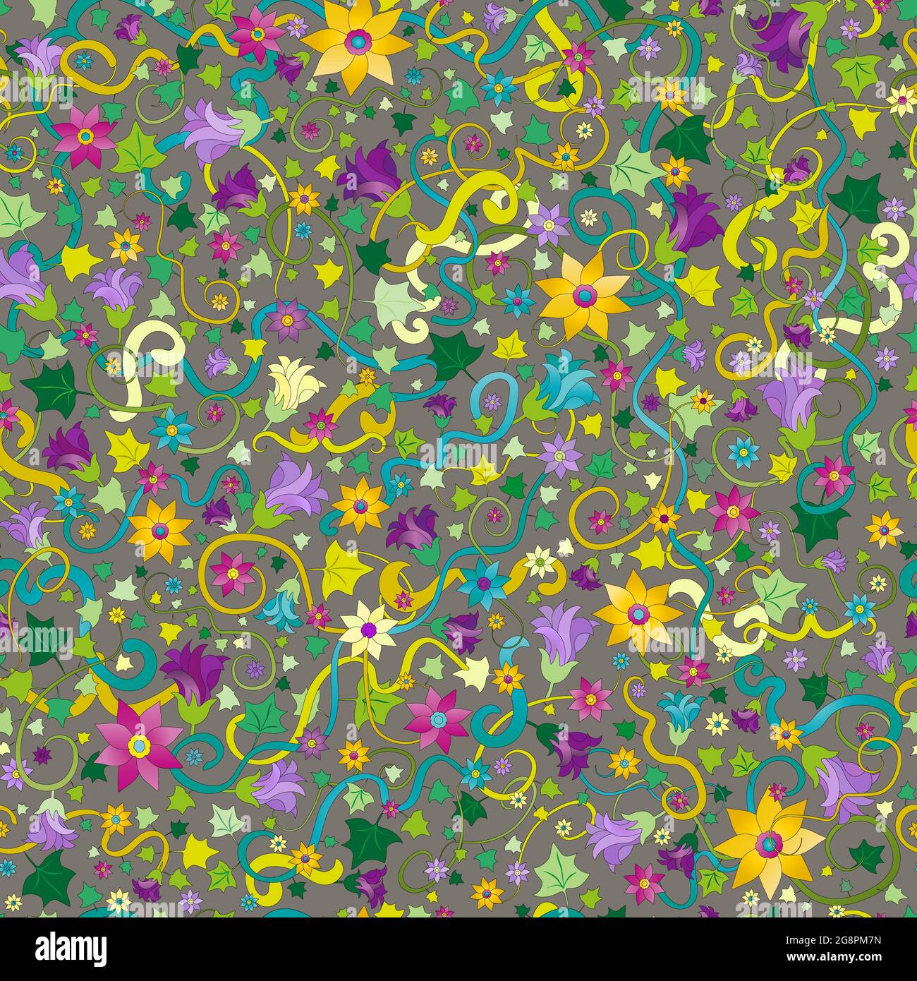 Weaving plants and flowers a seamless pattern Stock Photo - Alamy