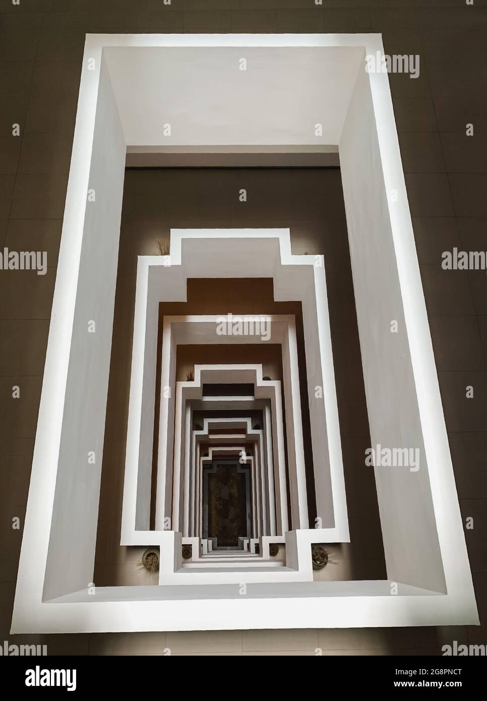 Top view perspective of concrete square shape of staircase vertical ...