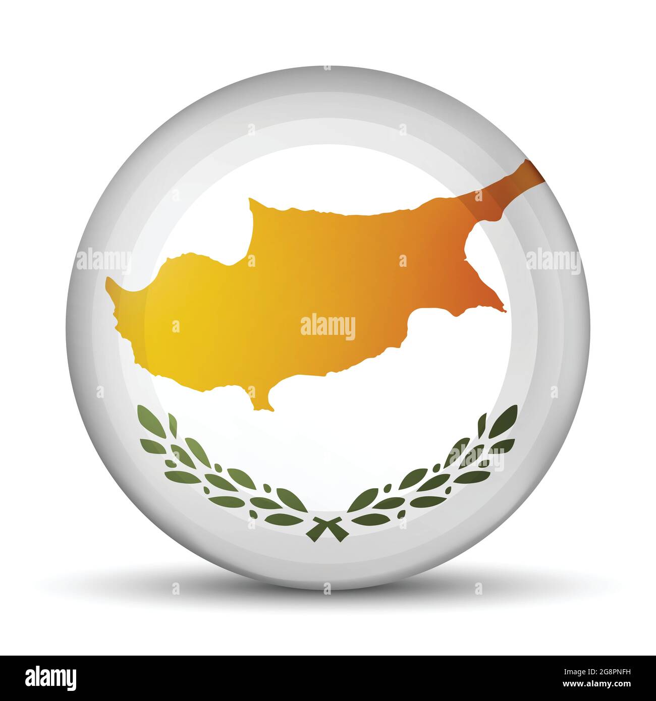 Glass light ball with flag of Cyprus. Round sphere, template icon ...