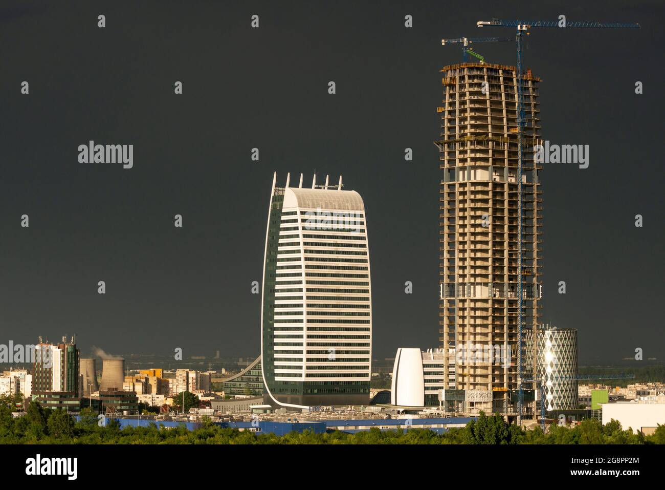 Sofia Bulgaria urban infrastructure. The Sky Fort office building ...