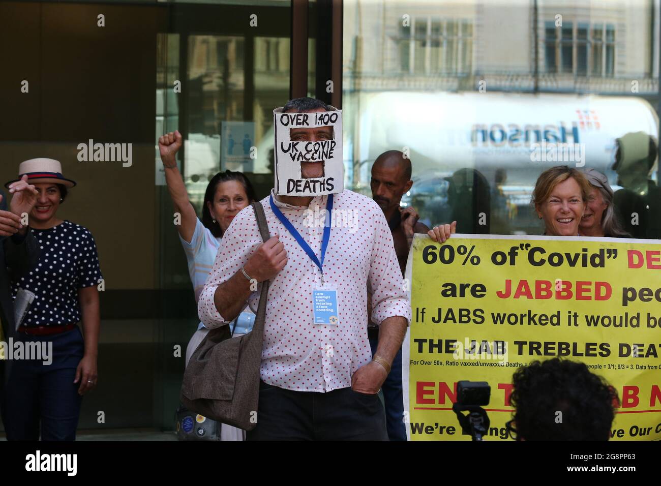 London, England, UK. 22nd July, 2021. Anti-vaccine protester ...