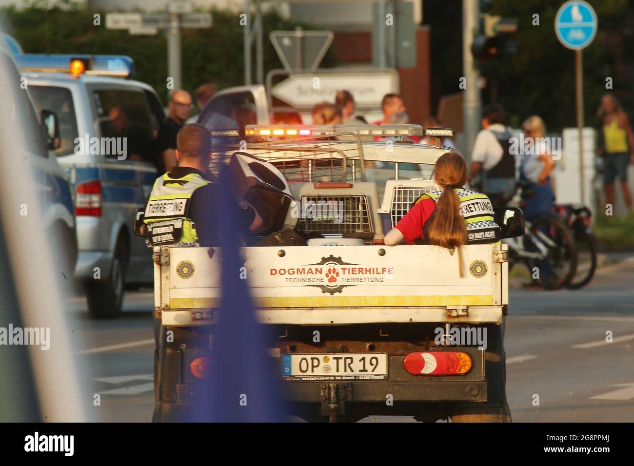 Erftstadt, Germany. 18th July, 2021. A vehicle with animal rescuers and ...