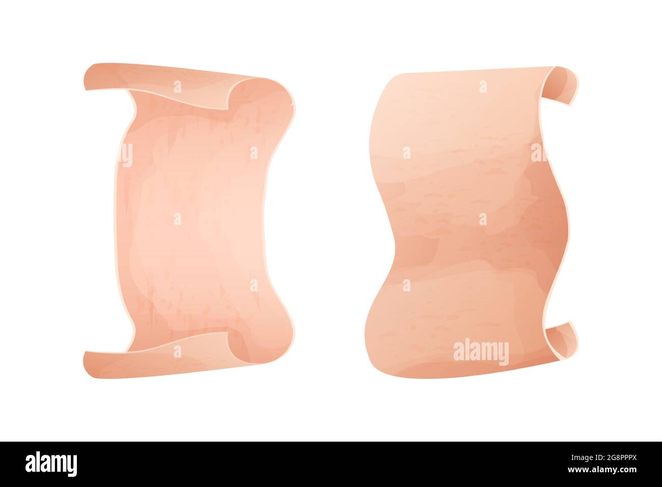 Set parchment, scroll papyrus, antique paper blank in cartoon style ...