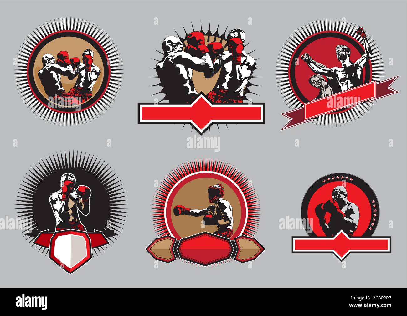 Set of boxing icons or emblems Stock Vector Image & Art - Alamy