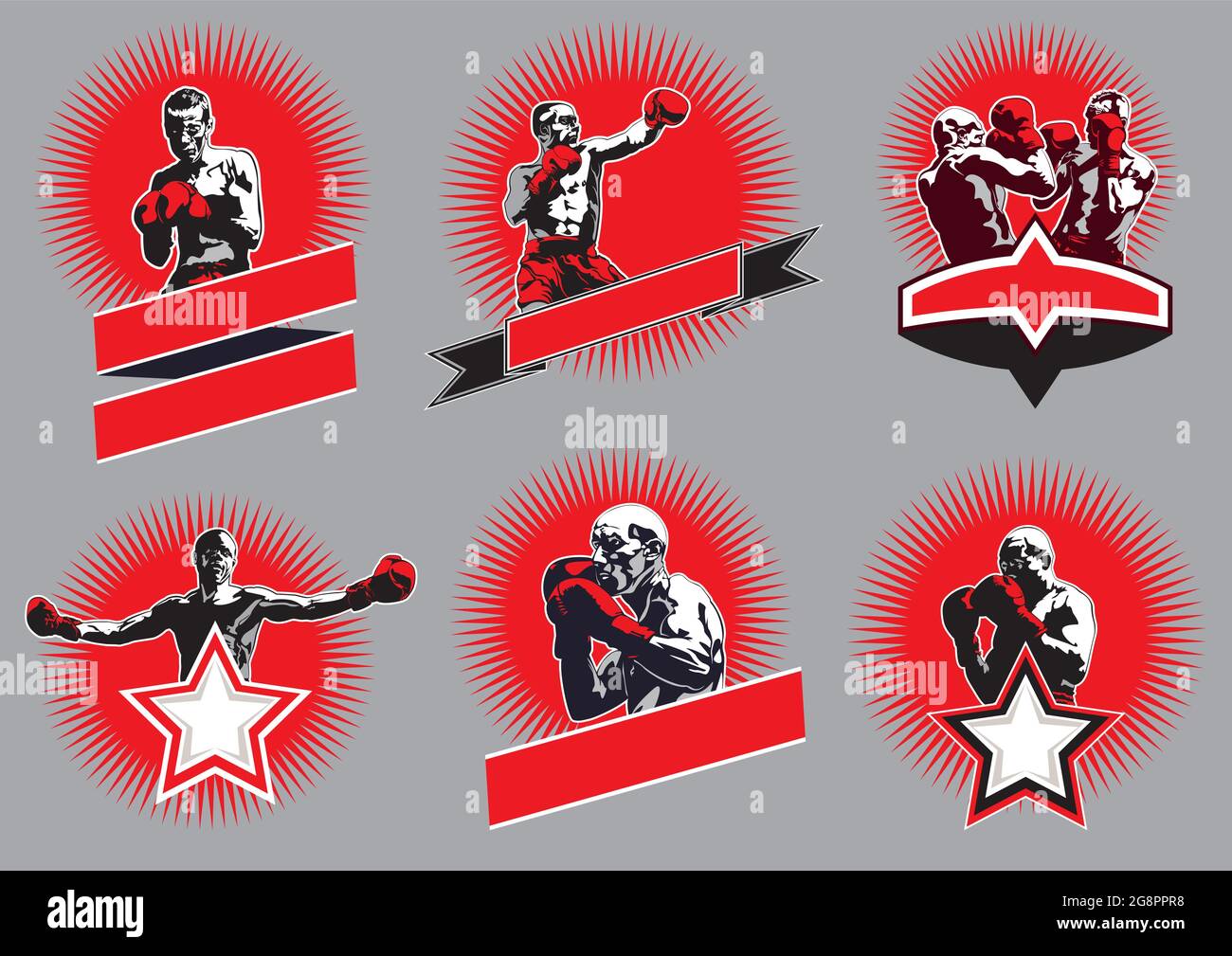 Set of circular combative sport icons or emblems Stock Vector Image ...