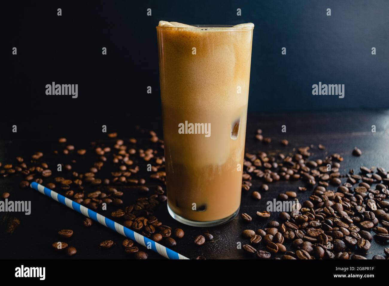 Classic Greek Frappe with a Paper Straw: A frothy iced coffee drink ...