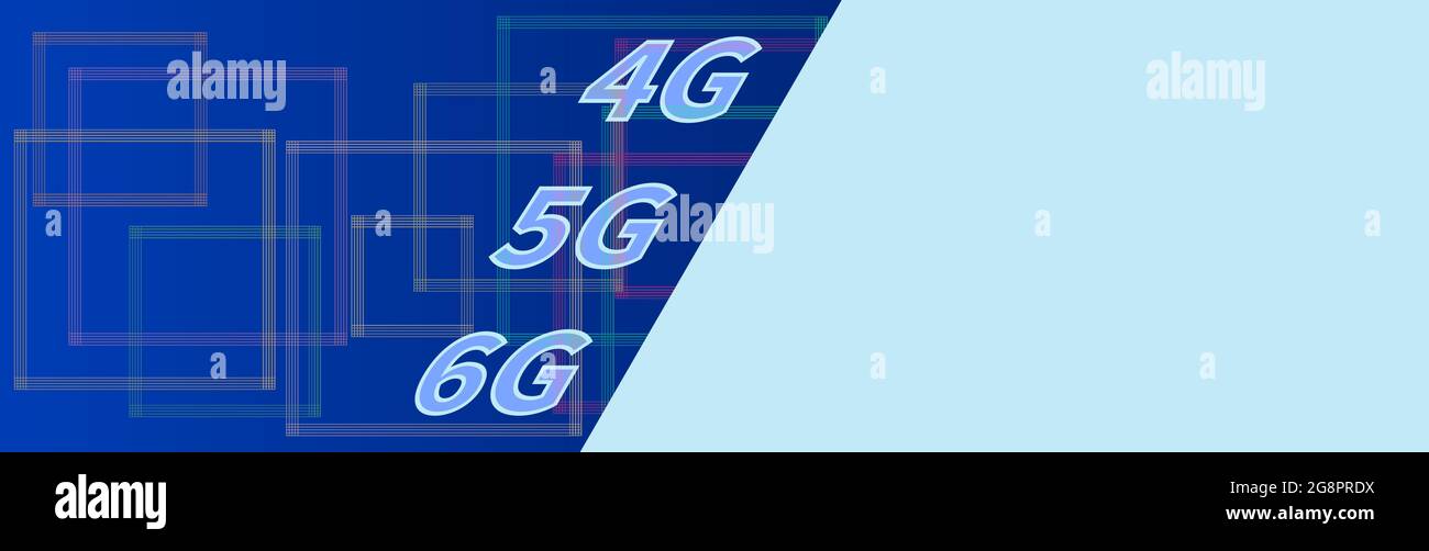 World 4G 5G 6G speed telecommunications topic. Bicolor vector banner ...