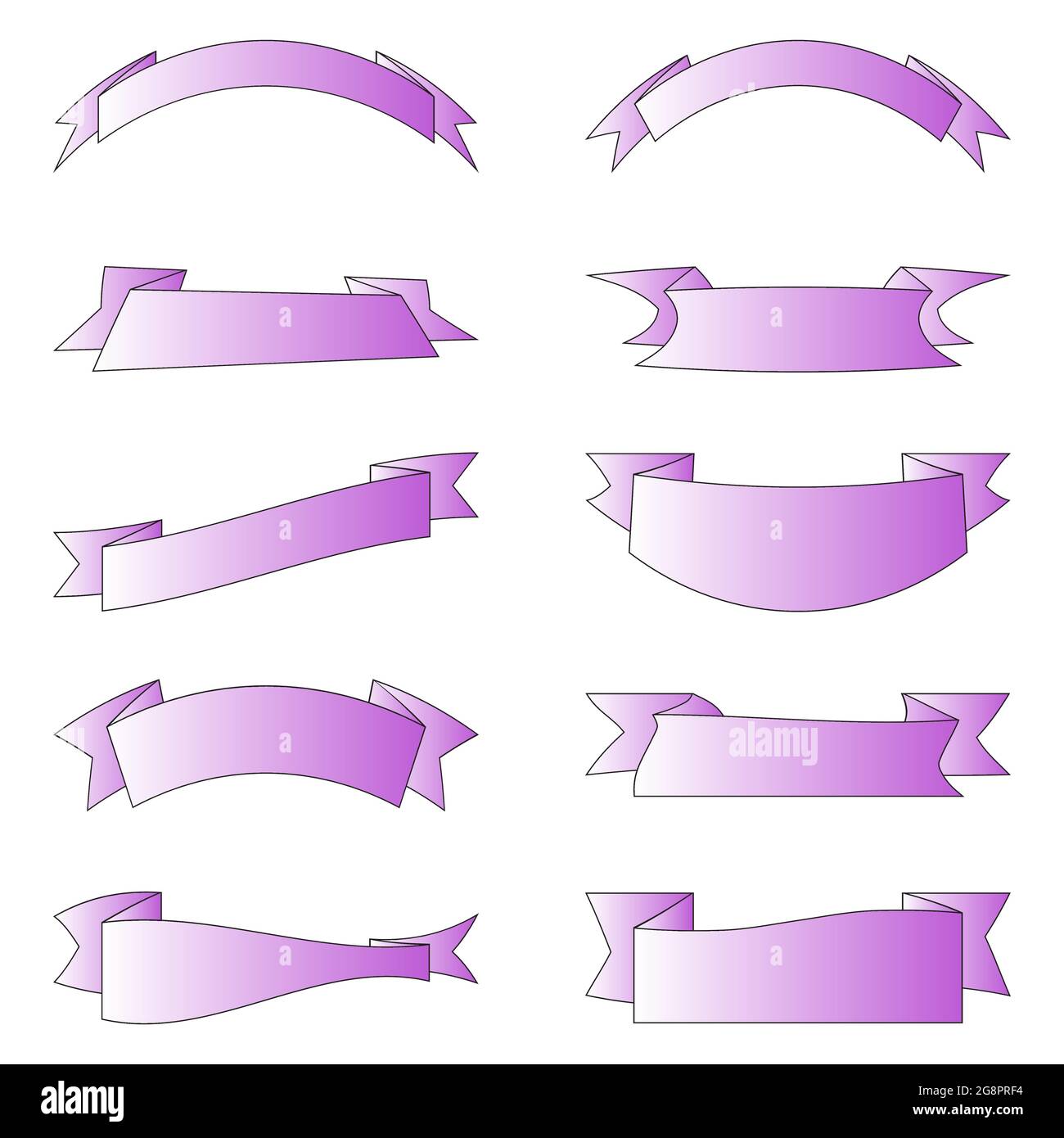 Vector collection of pink gradient ribbon banners. Traditional ribbon ...
