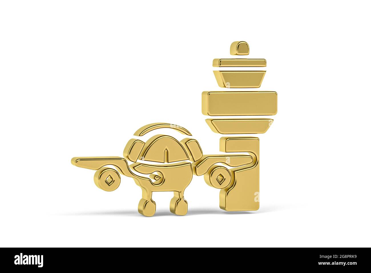 Golden 3d air traffic controller icon isolated on white background - 3d ...