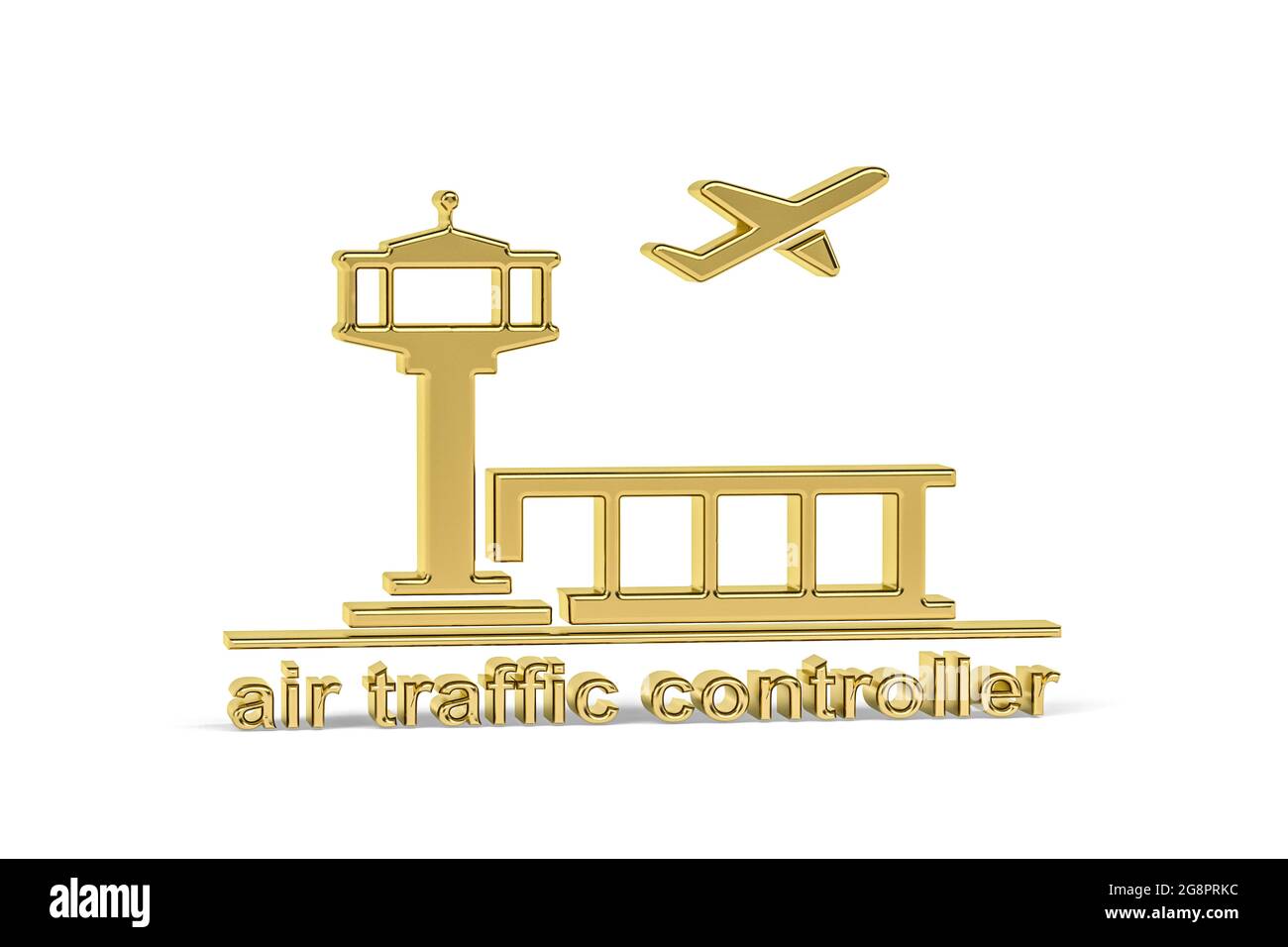 Golden 3d air traffic controller icon isolated on white background - 3d ...