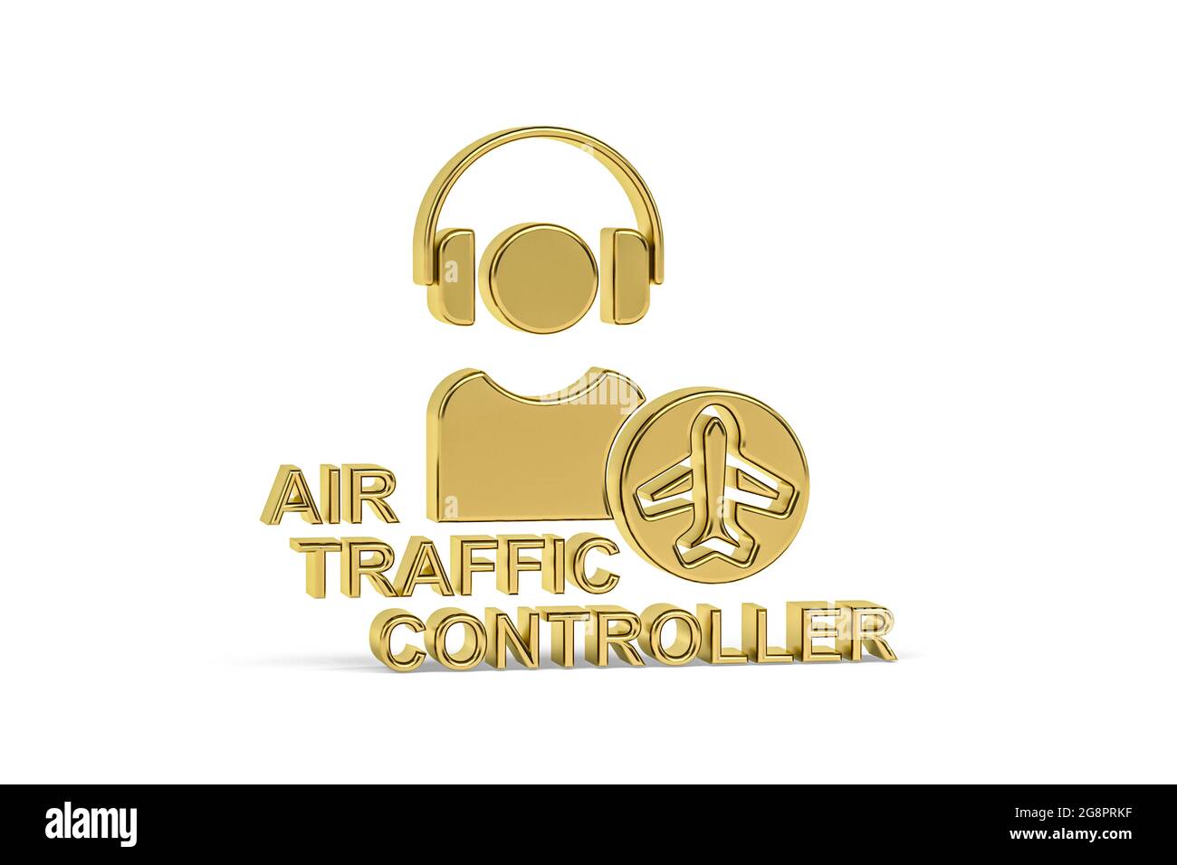 Golden 3d air traffic controller icon isolated on white background - 3d ...