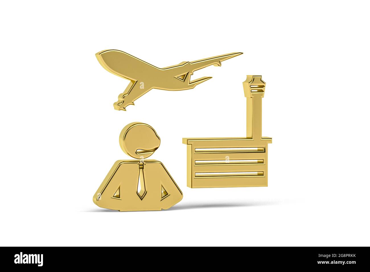 Golden 3d air traffic controller icon isolated on white background - 3d ...