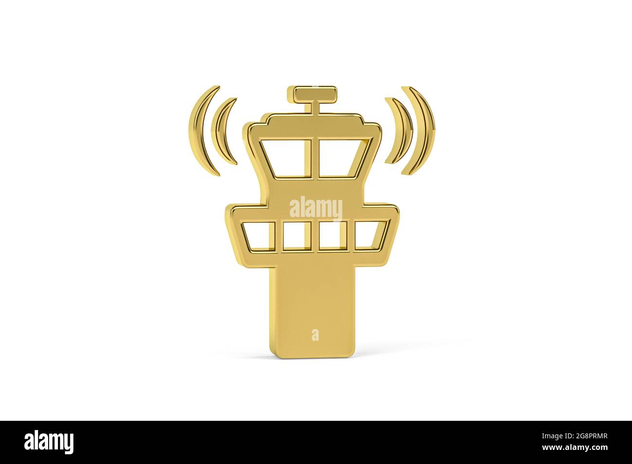 Golden 3d air traffic controller icon isolated on white background - 3d ...