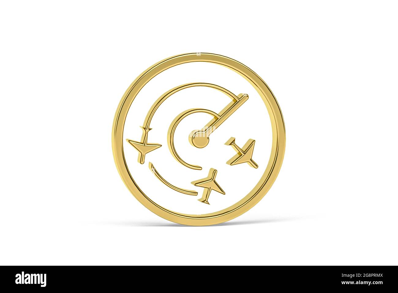 Golden 3d air traffic controller icon isolated on white background - 3d ...