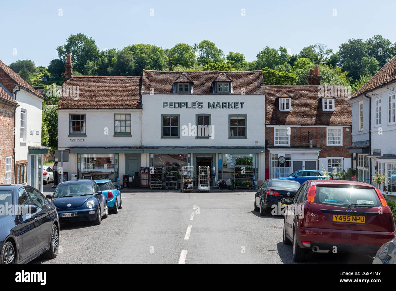 Hambledon village in Hampshire, England, UK. The view looking down High ...