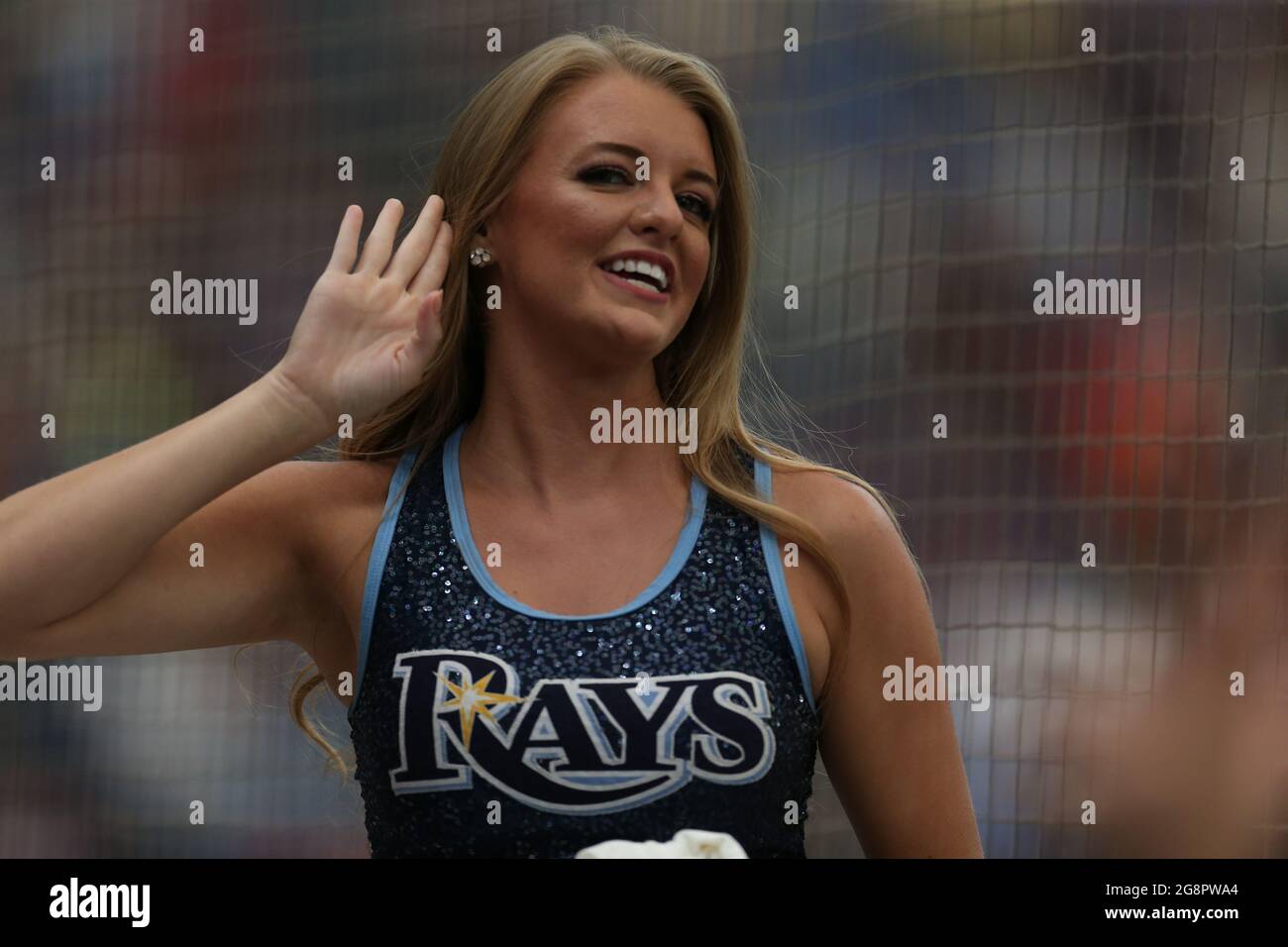 St. Petersburg, FL. USA; Rays Team members entertain the fans during a ...