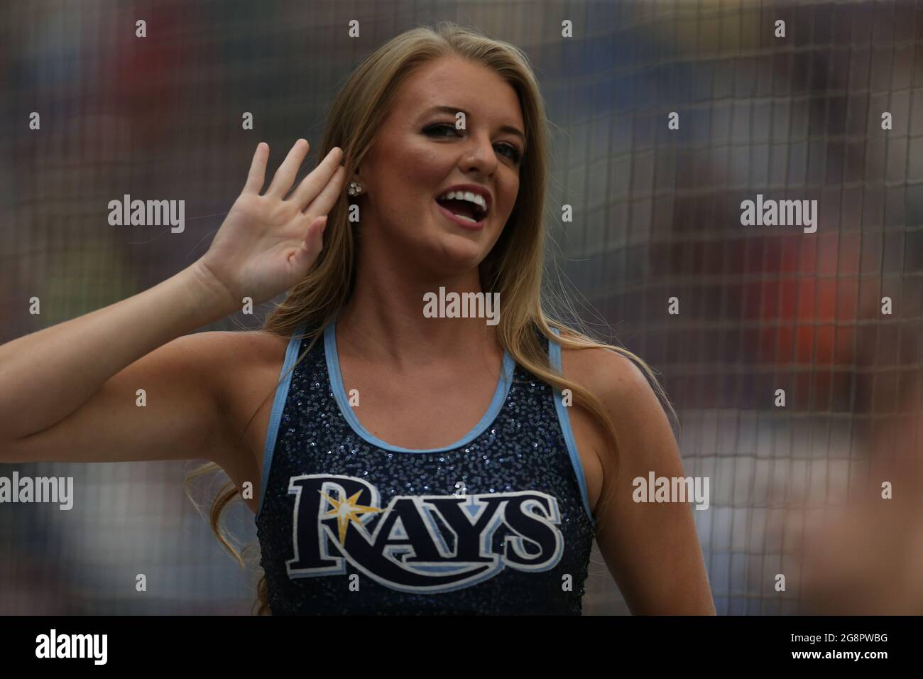 St. Petersburg, FL. USA; Rays Team members entertain the fans during a ...