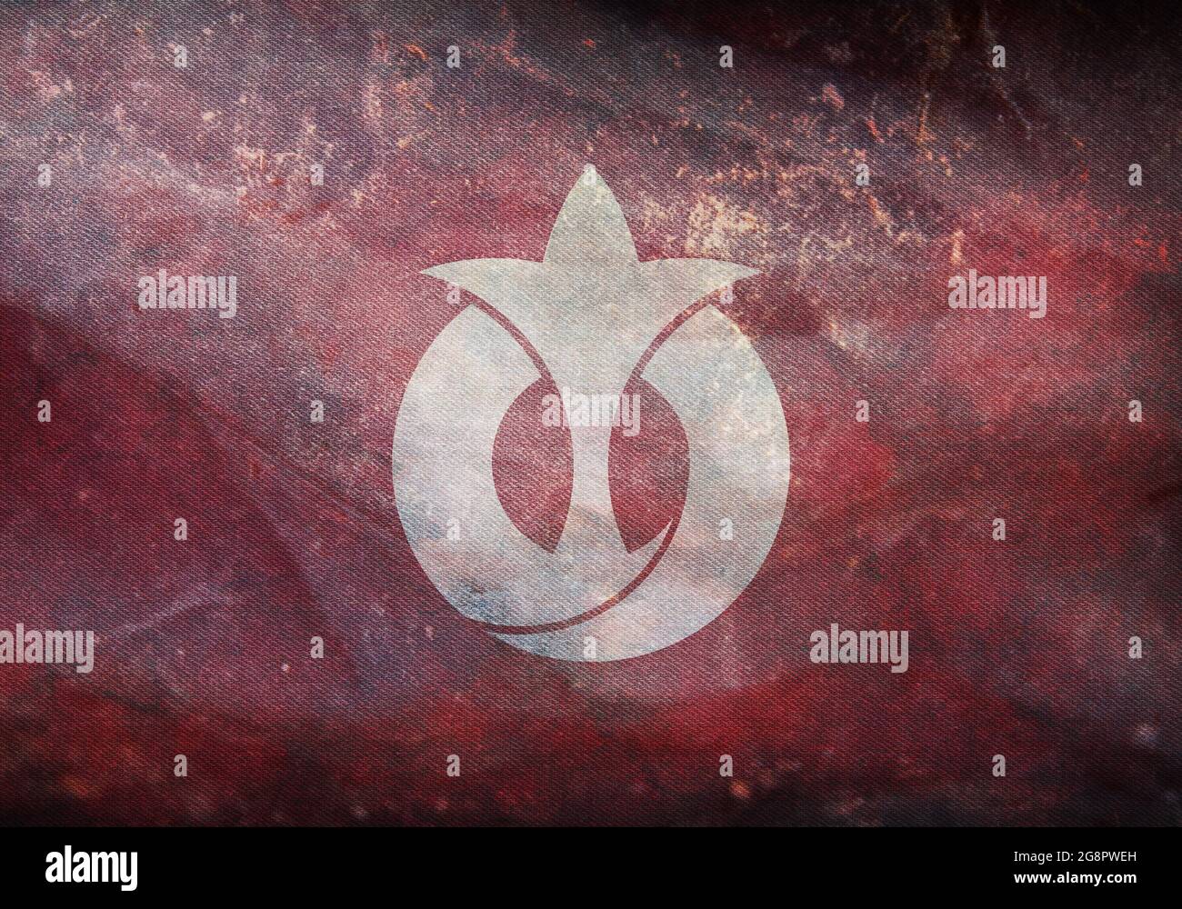 Top view of retro Flag of Aichi Prefecture with grunge texture, no ...